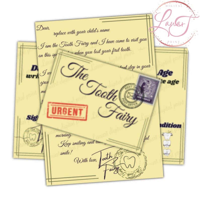 Printable and Editable, Tooth Fairy Letter, Envelope and Certificate ...