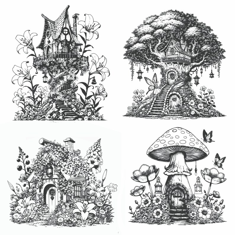Procreate Stamps, Fantasy Houses, Fairy Tale Houses - Etsy
