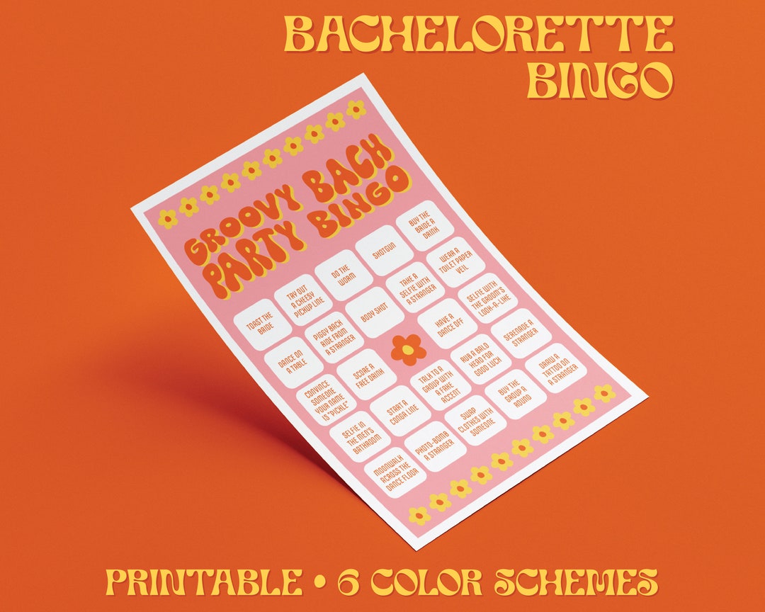 Groovy Bach Party Bingo - Bachelorette Party Bingo Game, Printable PDF ...