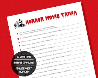 Horror Movie Trivia Questions - Printable Halloween Game, Halloween ...