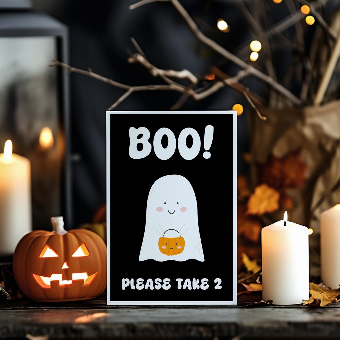 Printable Boo Please Take Two Trick or Treat Sign, Cute Ghost Halloween ...