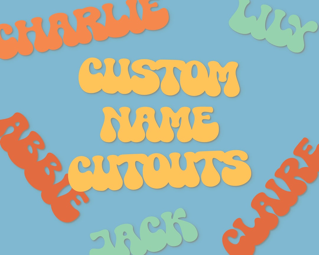 Custom Groovy Name Cut Outs - 25 Pack - FREE Delivery - Funky Retro 70s ...