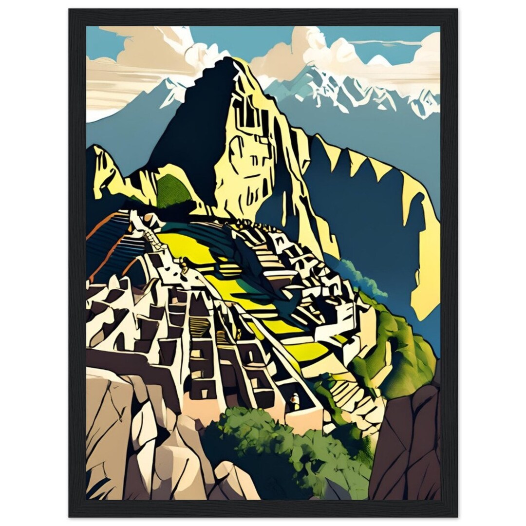 Machu Picchu Poster, Machu Picchu Sketch, Travel Poster, Physical Art ...