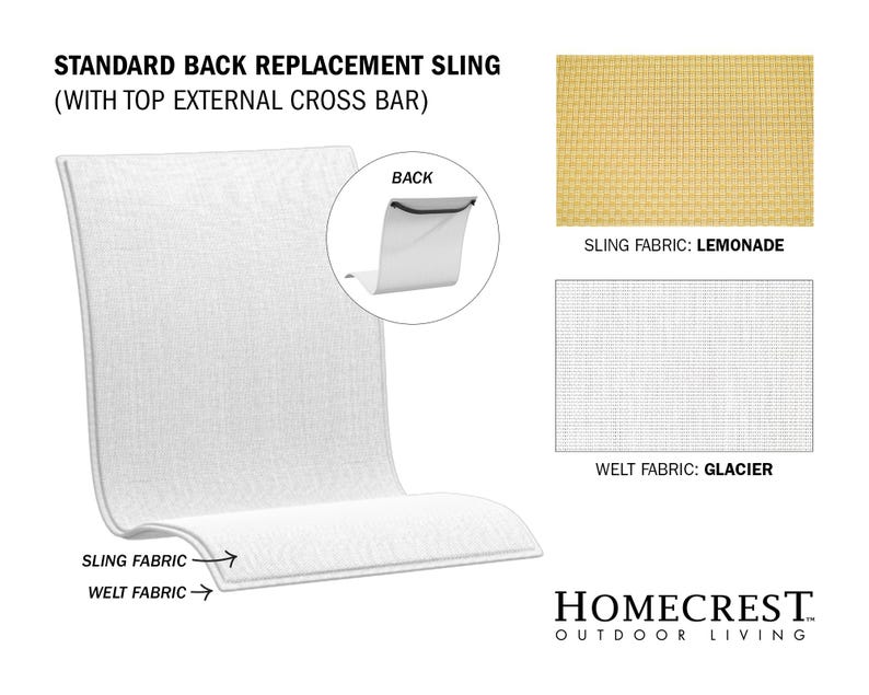 Homecrest Standard Back Replacement Sling With Top External Cross Bar ...