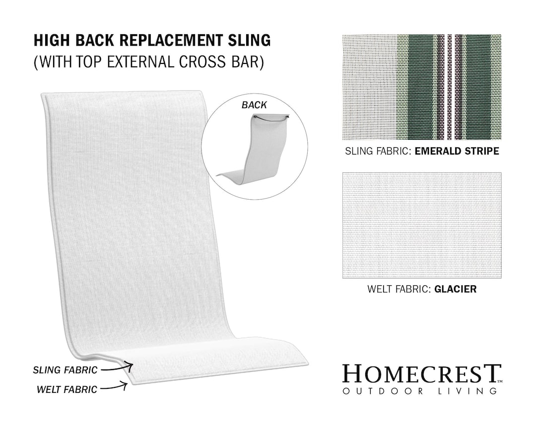 Homecrest High Back Replacement Sling With Top External Cross Bar ...