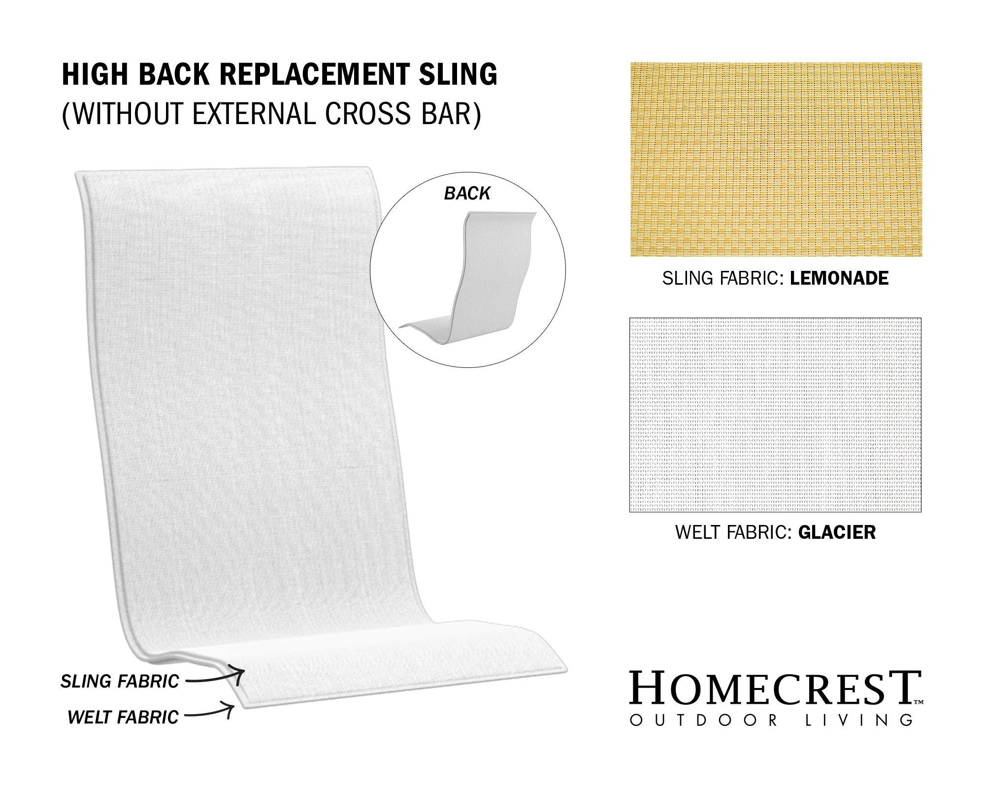 Homecrest High Back Replacement Sling (7390RS) NEW USA MADE (multiple ...