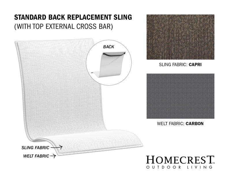 Homecrest Standard Back Replacement Sling With Top External Cross Bar ...