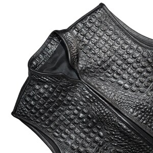 Men's Alligator Embossed Leather Vest: Motorcycle Biker Style - Etsy