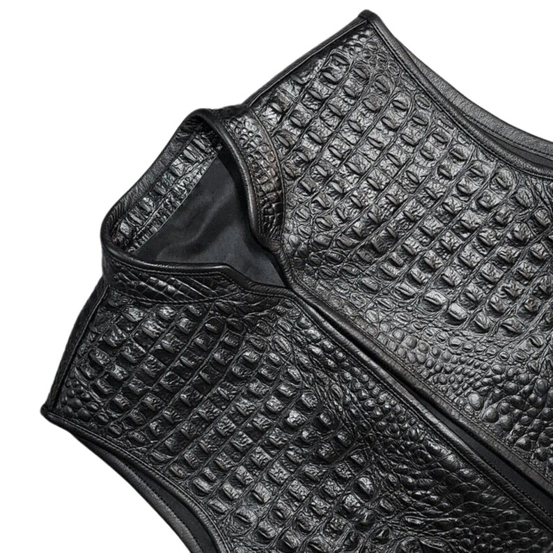 Men's Alligator Embossed Leather Vest: Motorcycle Biker Style - Etsy