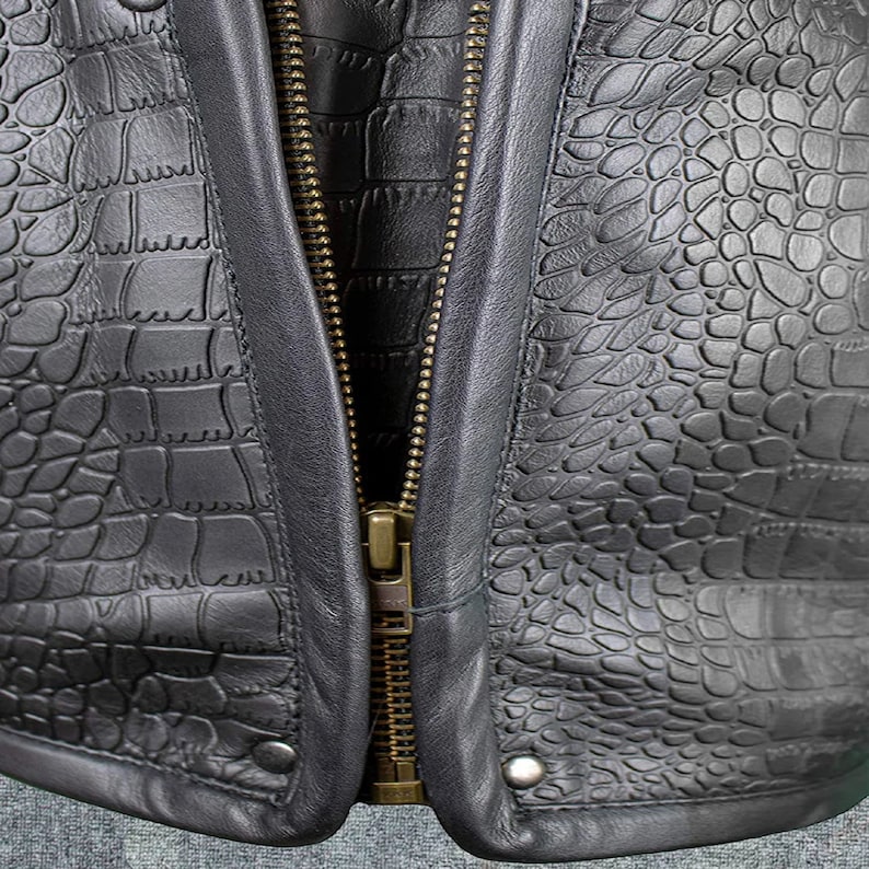 Men's Alligator Embossed Leather Biker Vest: Club Style Waistcoat - Etsy