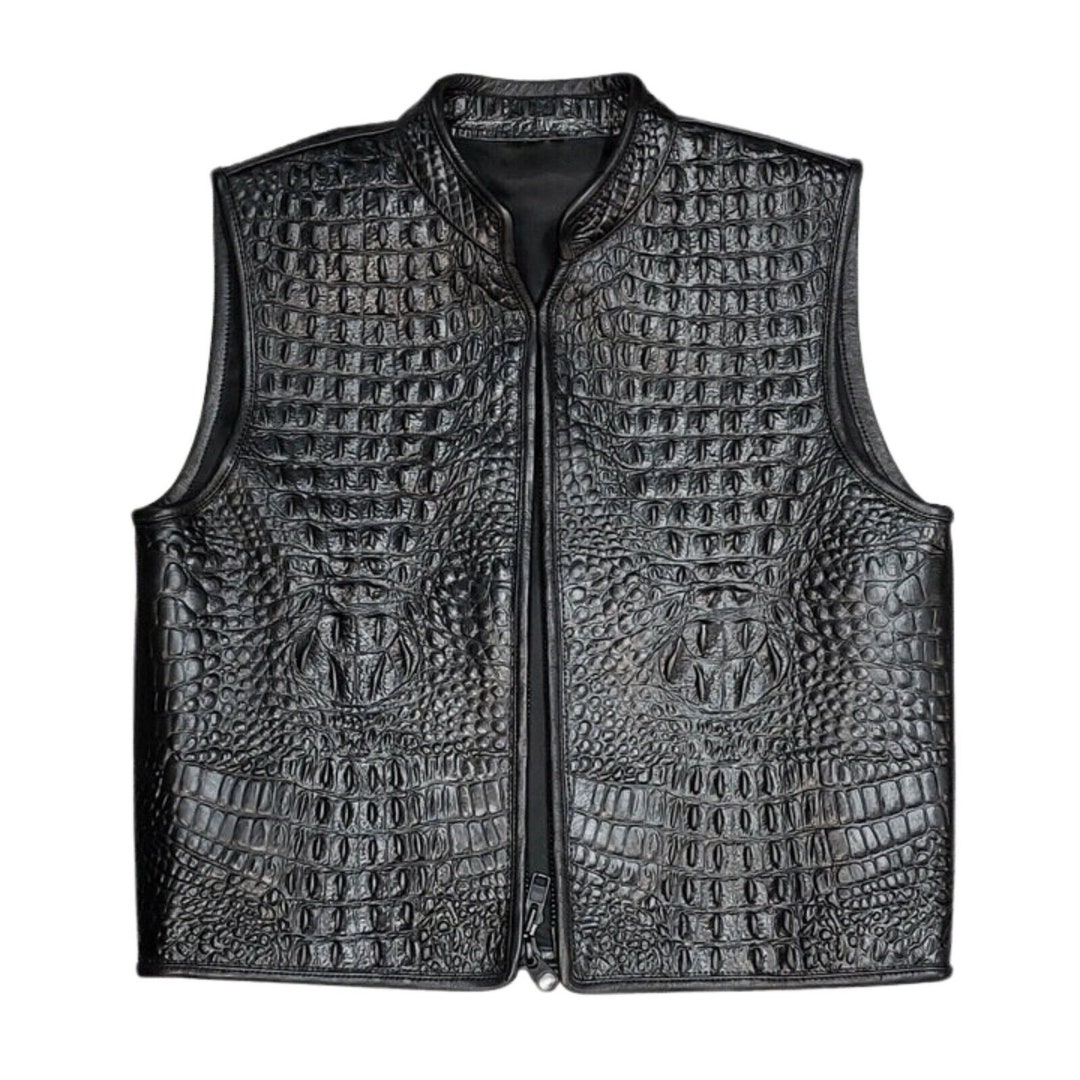 Men's Alligator Embossed Leather Vest: Motorcycle Biker Style - Etsy
