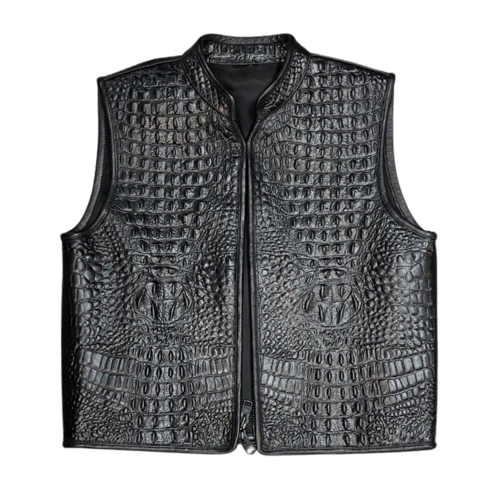 Men's Alligator Embossed Leather Vest: Motorcycle Biker Style - Etsy