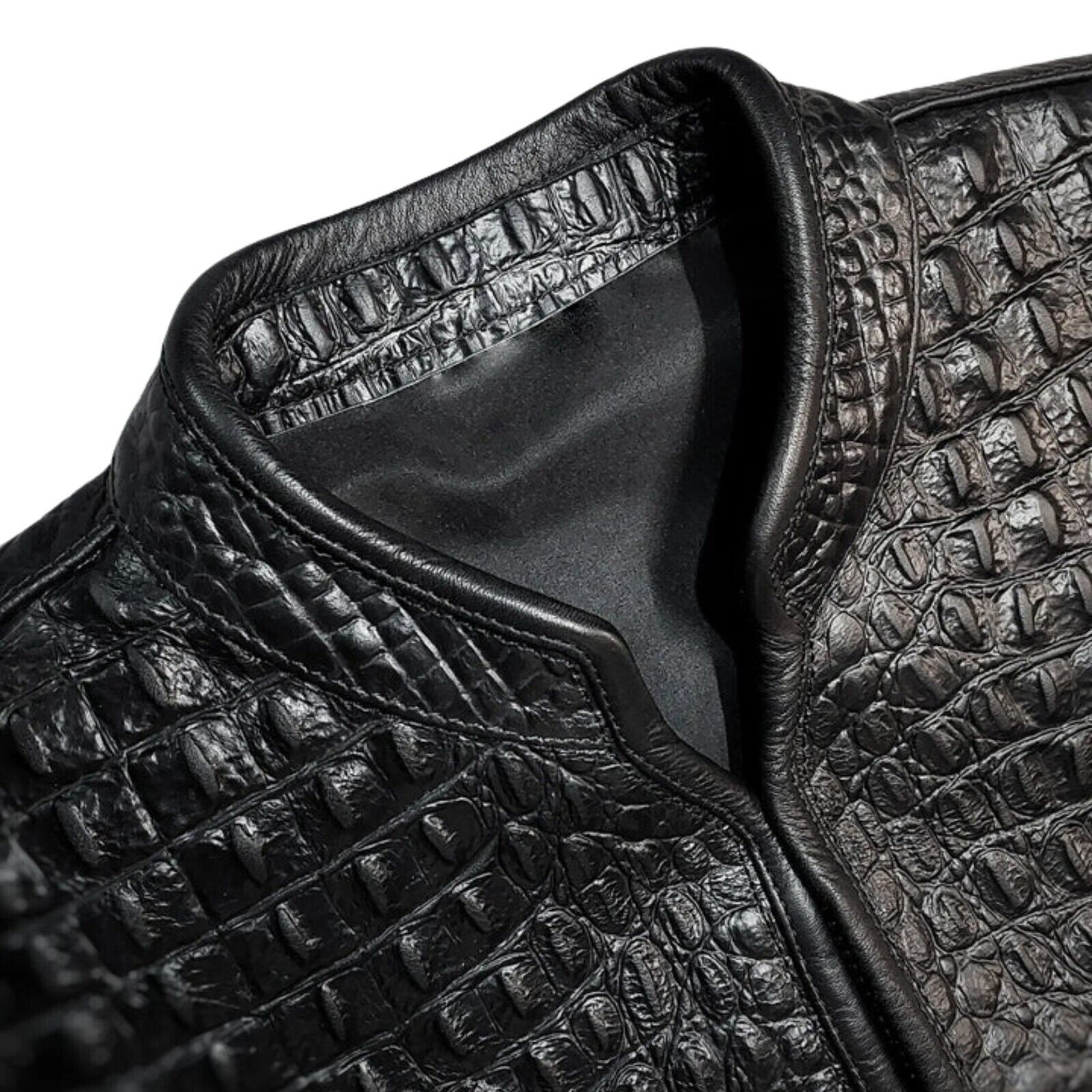 Men's Alligator Embossed Leather Vest: Motorcycle Biker Style - Etsy