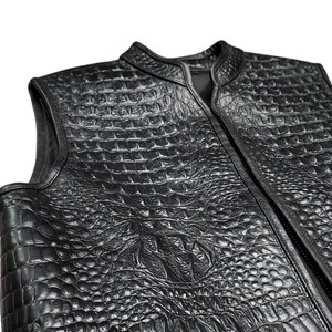 Men's Alligator Embossed Leather Vest: Motorcycle Biker Style - Etsy