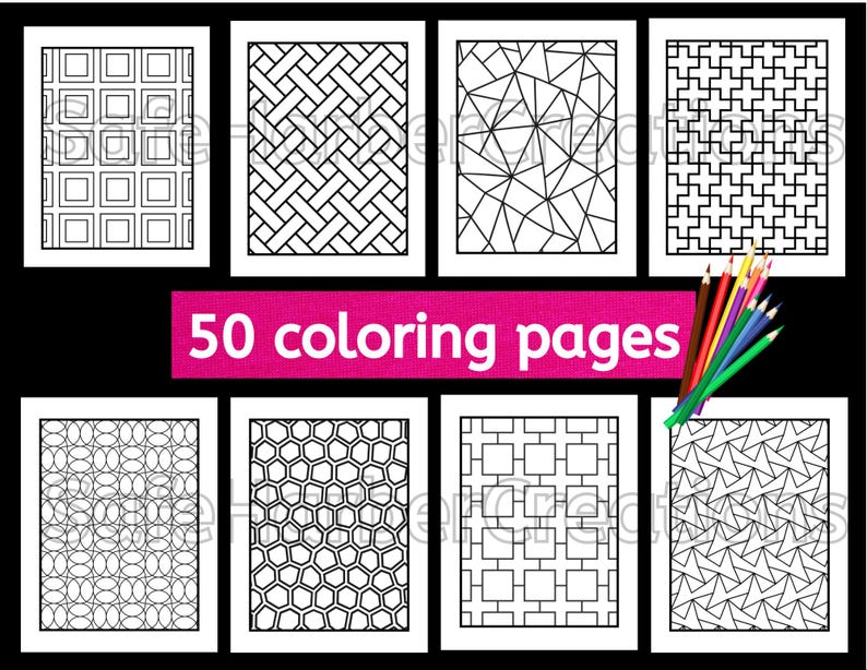 Large Pattern Coloring Pages, 50 Geometric Patterns, Bold and Easy ...