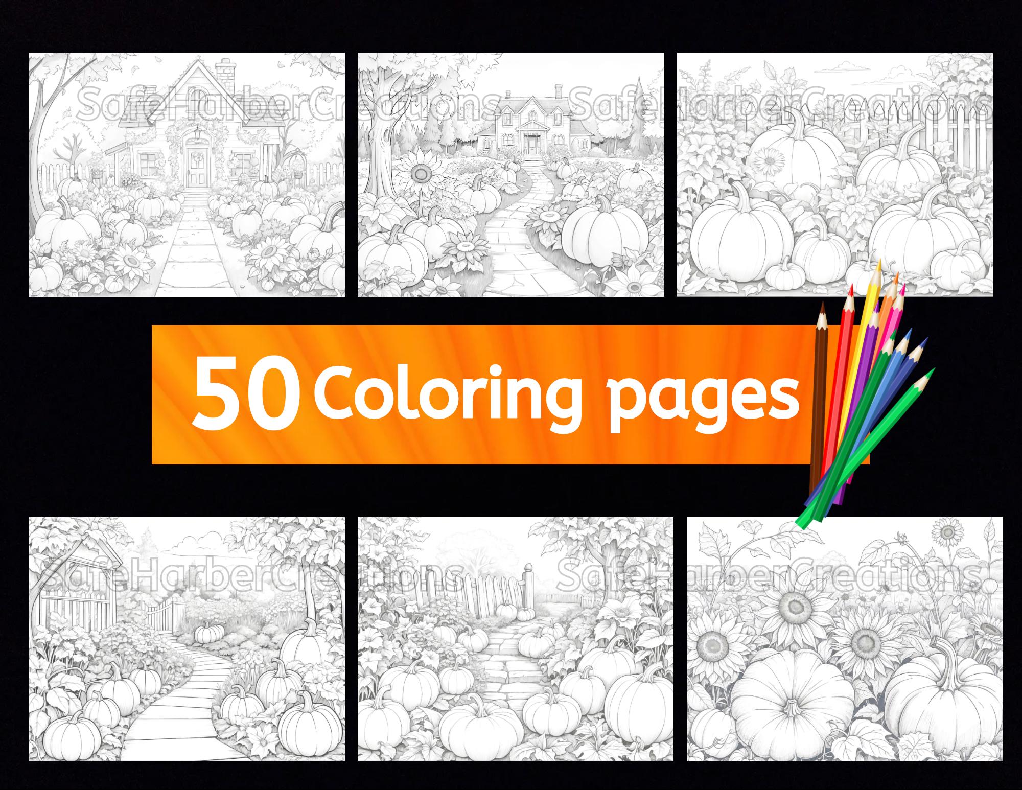 Fall Garden Coloring Pages, Printable, Fall Coloring, Pumpkin Coloring ...