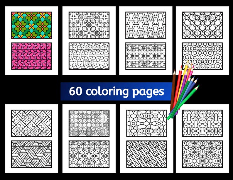 Relaxing Pattern Coloring Pages, Instant Download, Printable, Geometric ...