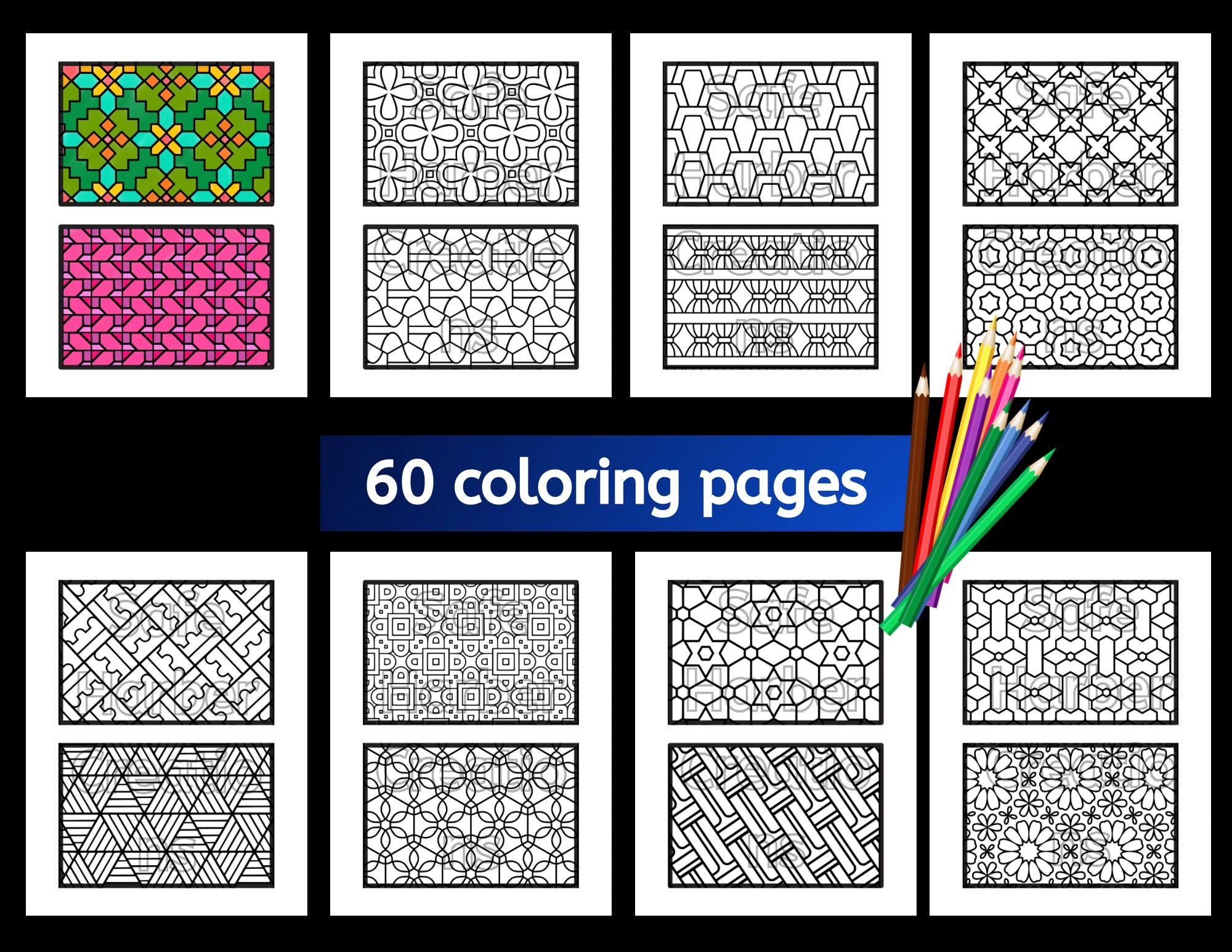Relaxing Pattern Coloring Pages, Instant Download, Printable, Geometric ...