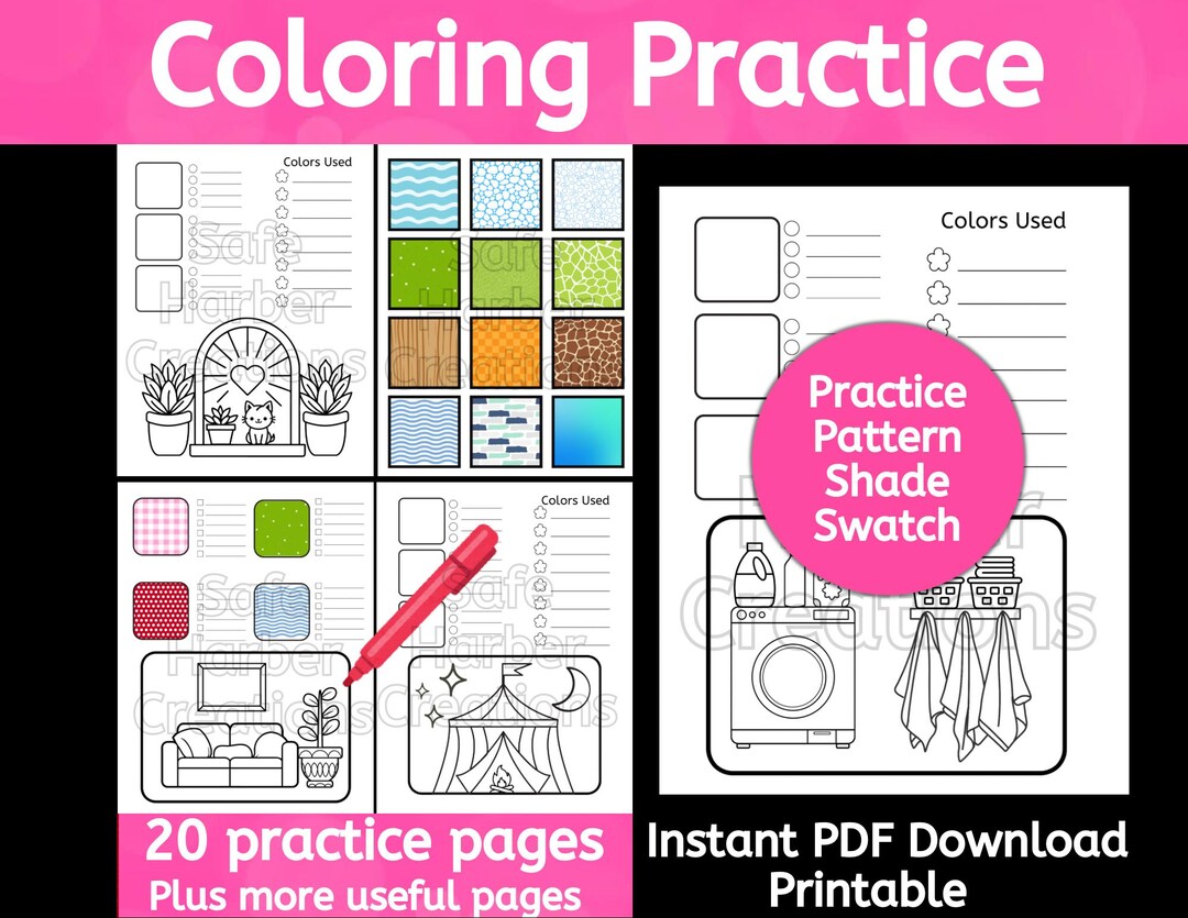 Coloring Practice, Pattern Practice, Color, Shade, Create. 20 + Pages ...