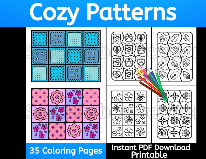 Cozy Patterns Coloring Pages, 35 Pages to Instantly Download, Printable ...