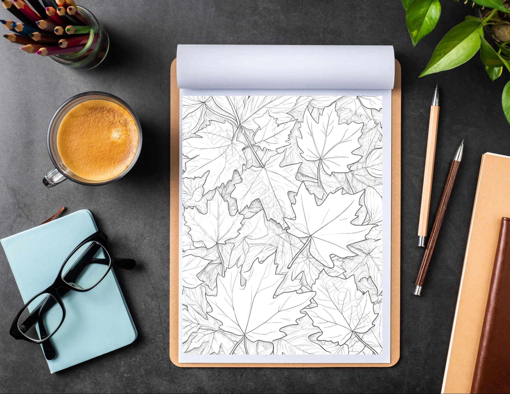 Fall Leaves Coloring Pages, Instant Download, Printable, Fall Coloring ...