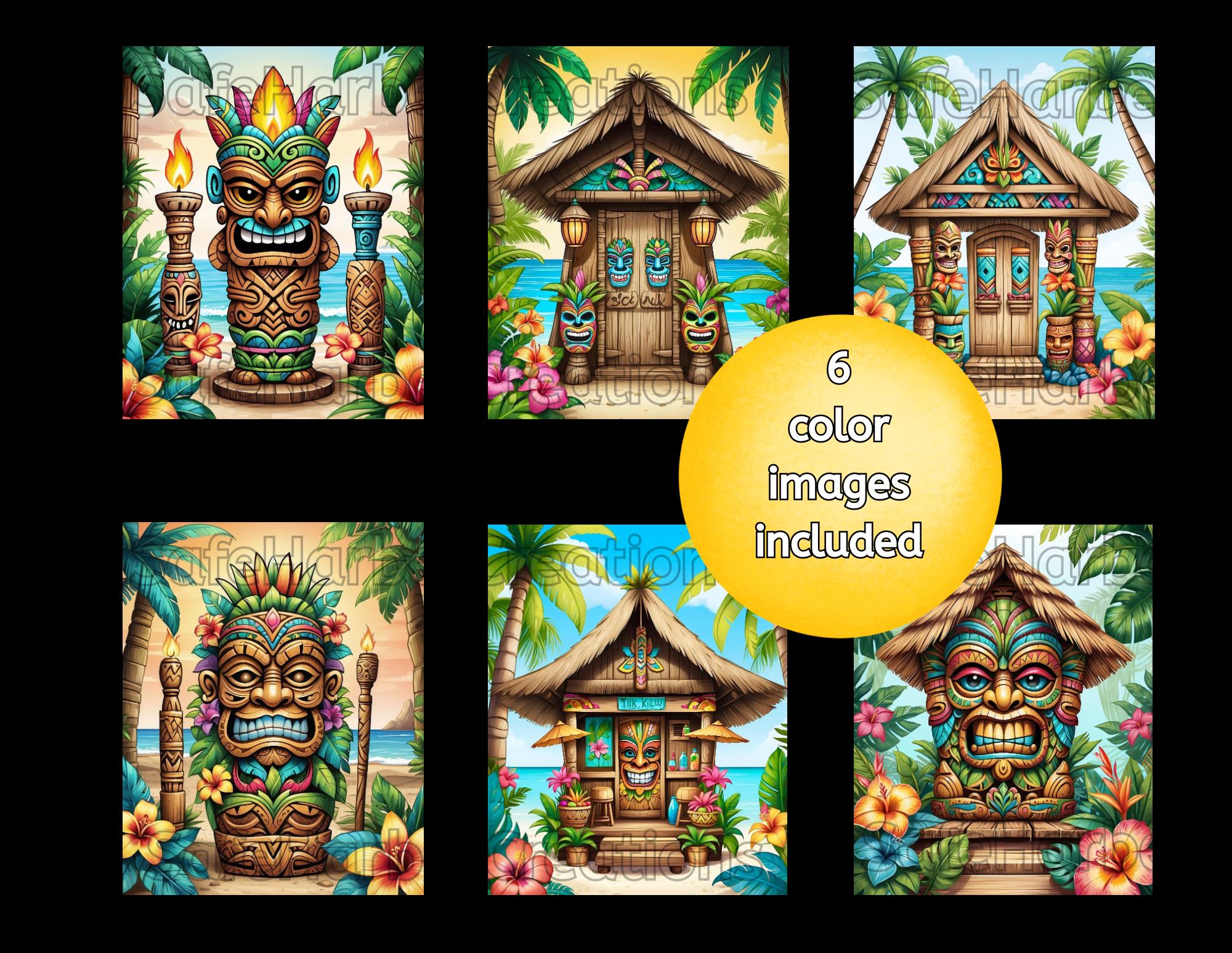 Tiki Gods Coloring Pages, 45 Image, Instant Pdf Download, Tropical ...