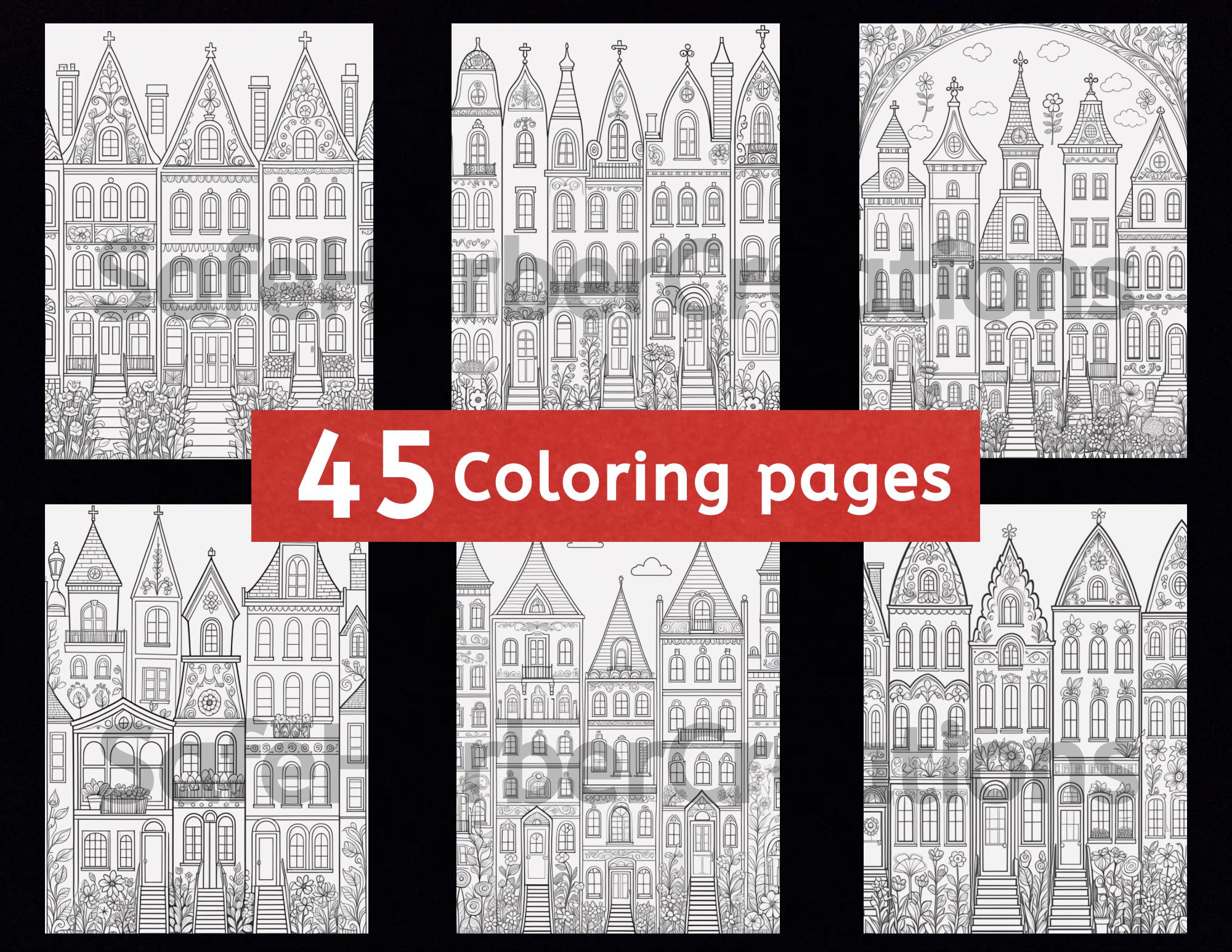 Whimsical City Coloring Pages, 45 Pages, Instant Download, Printable ...