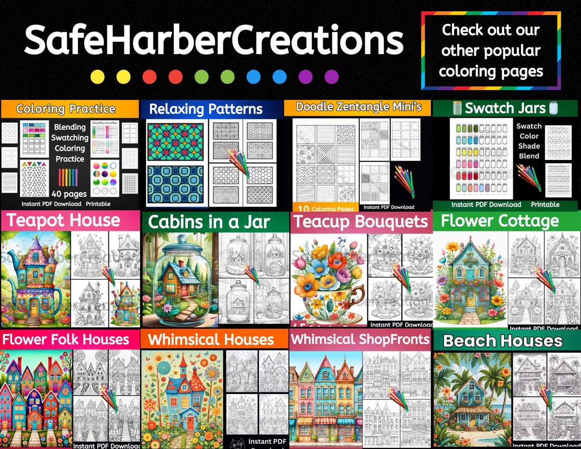 Bold Easy Pattern Coloring Pages, 20 Different Pages, 120 Patterns ...