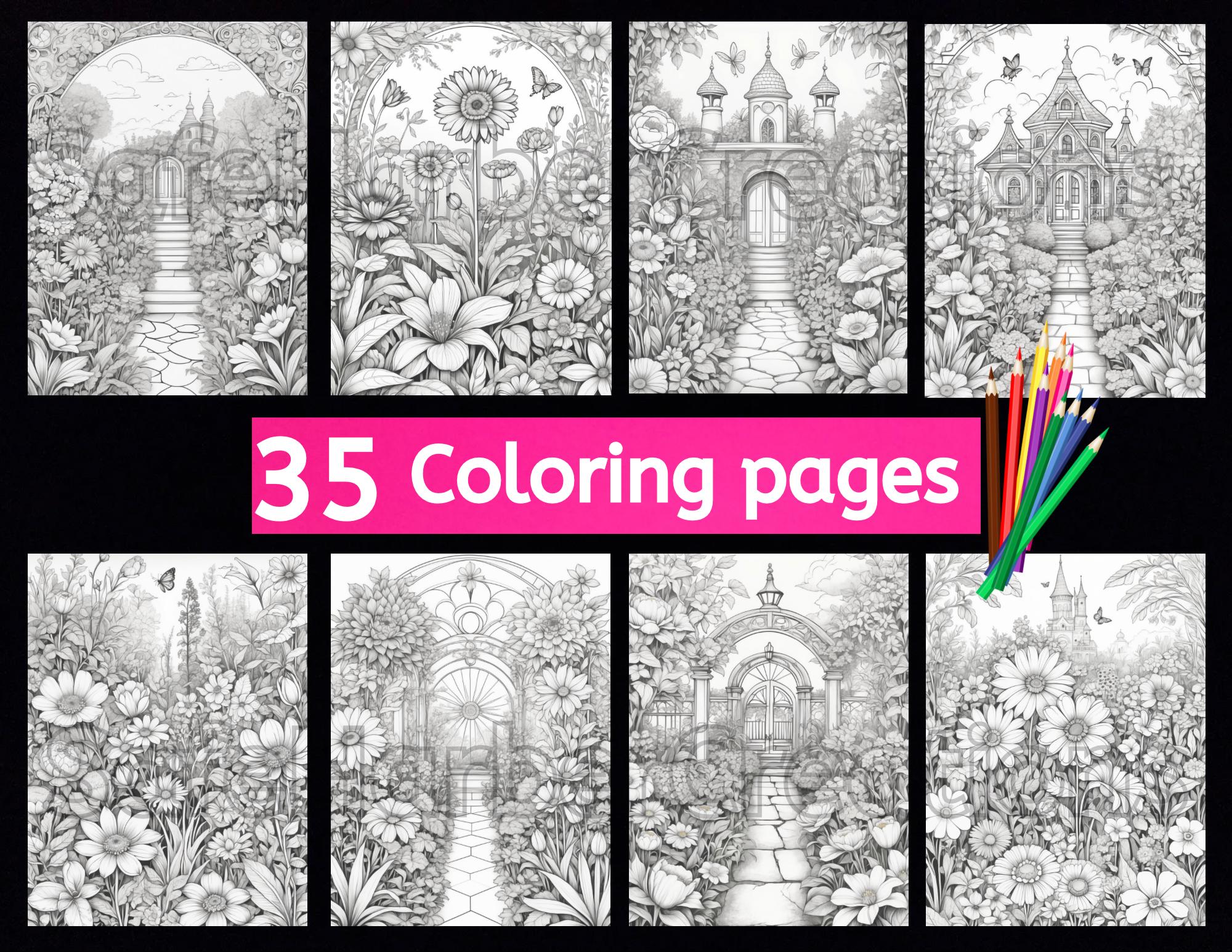 The Flower Garden, 35 Flower Garden Scenes, Instant Download, Printable ...