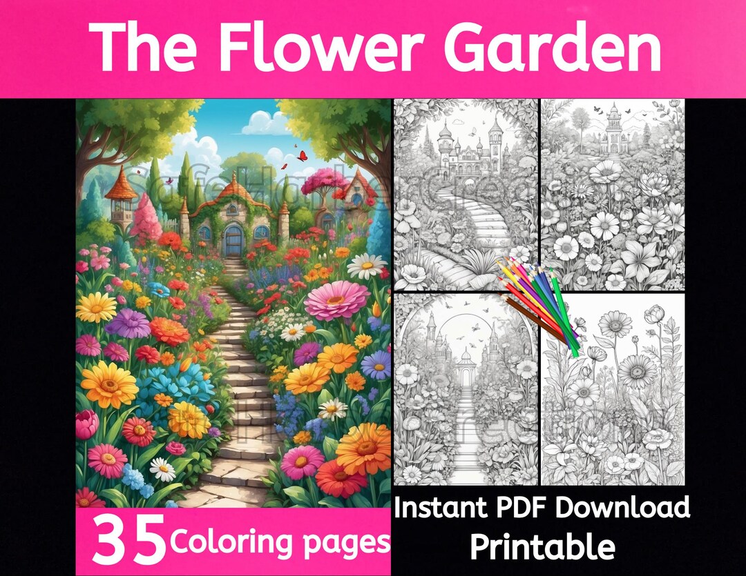 The Flower Garden, 35 Flower Garden Scenes, Instant Download, Printable ...