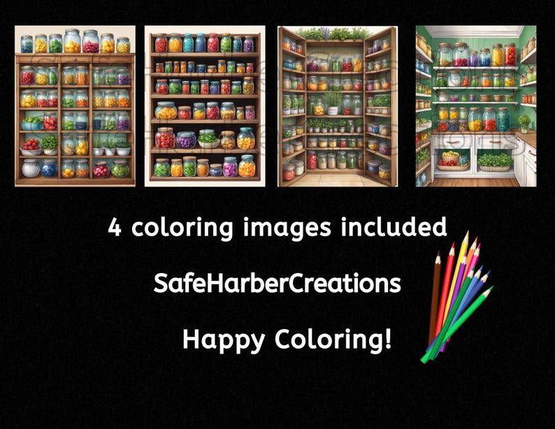 Pantry Shelf Coloring Pages, Instant Download, Printable, Jar Coloring ...