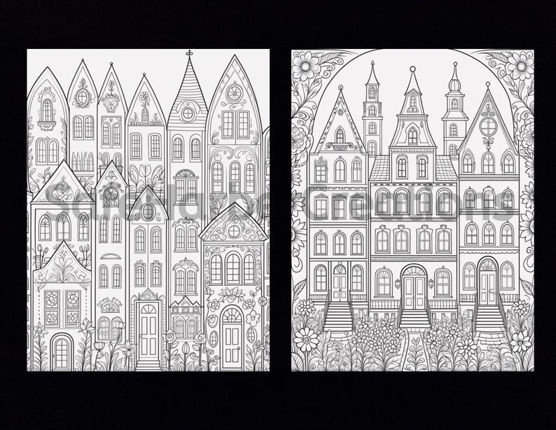 Whimsical City Coloring Pages, 45 Pages, Instant Download, Printable ...