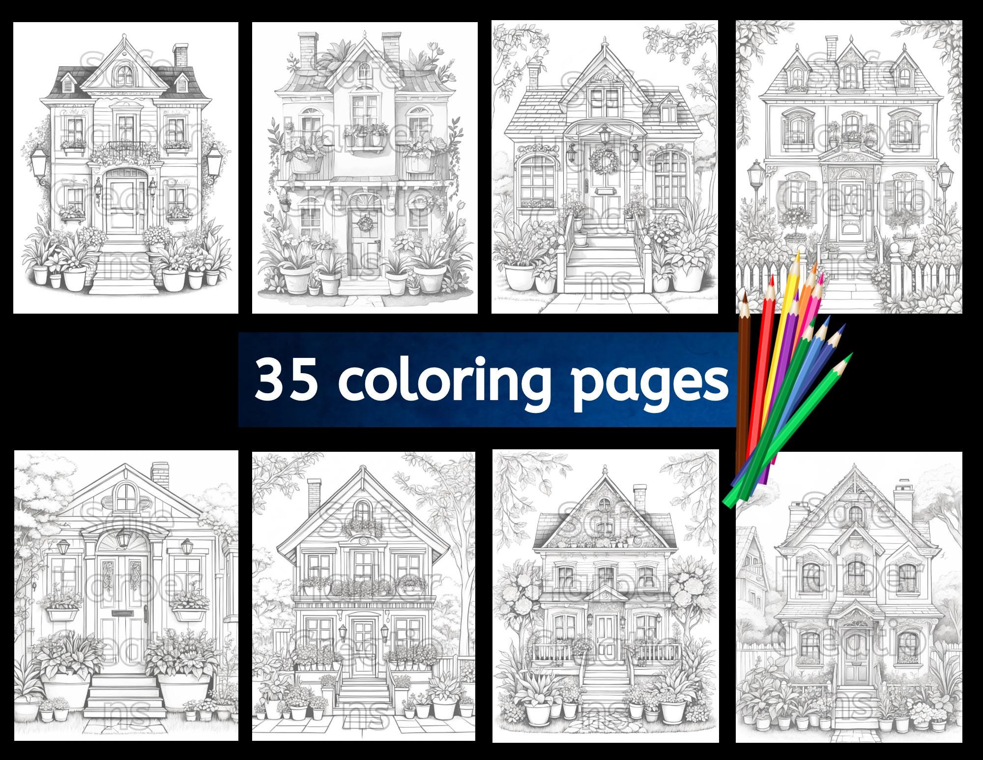 The Garden House Coloring Pages, Instant Pdf Download, Printable ...