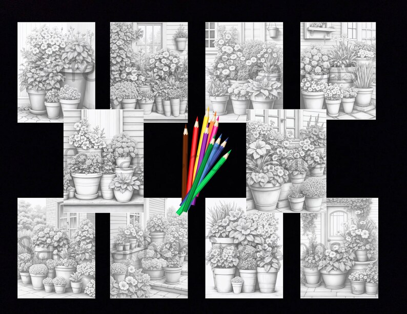 Potted Plants Coloring Pages, 20 Pages, Instant Download, Printable ...