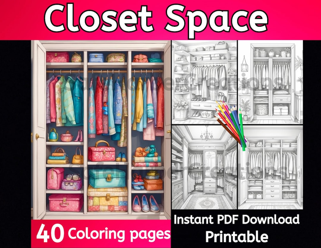 Closet Space Coloring Pages, 40 Pages, Instant Download, Printable ...
