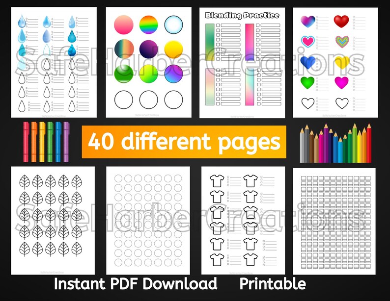 Swatch Chart, Blending, 40 Blank Work Sheets, Practice Sheets, Color ...