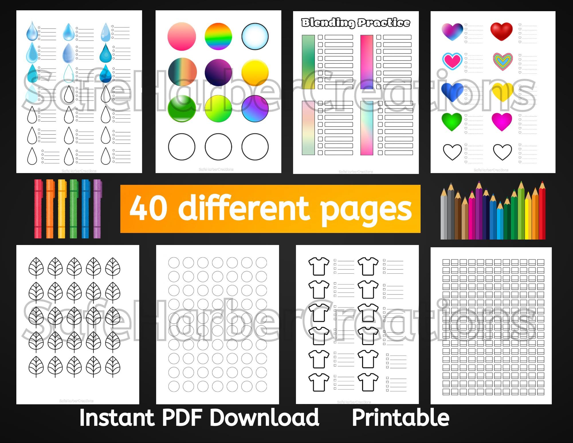 Swatch Chart, Blending, 40 Blank Work Sheets, Practice Sheets, Color ...