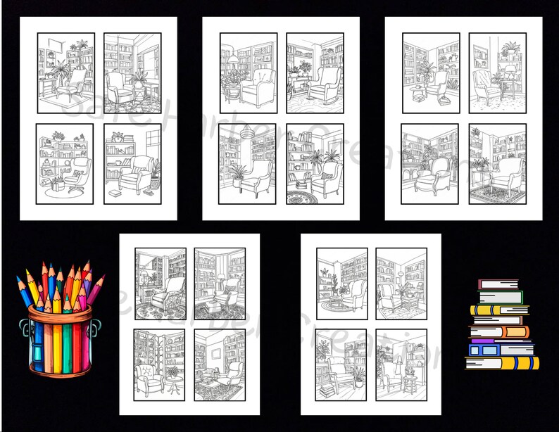 Little Libraries Coloring Pages, Instant PDF Download, Printable. - Etsy