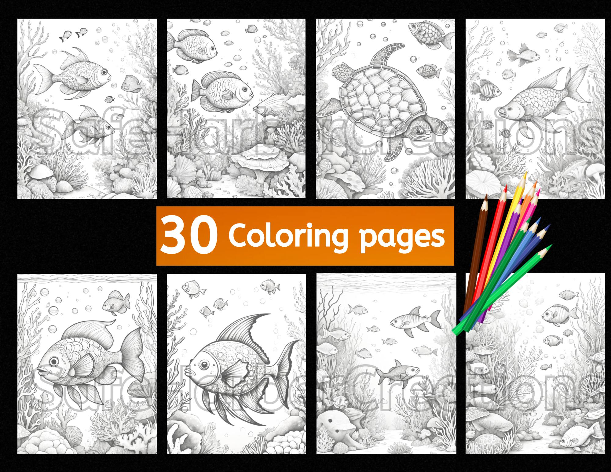 Tropical Reef Coloring Pages, Instant Download, Printable, Fish ...