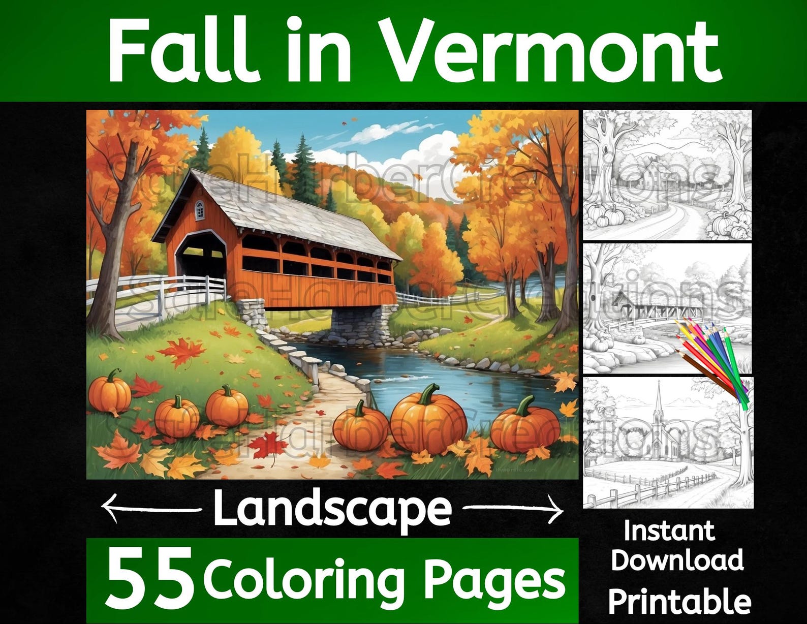 Fall in Vermont Coloring Pages, Instant Download, Printable, Fall ...