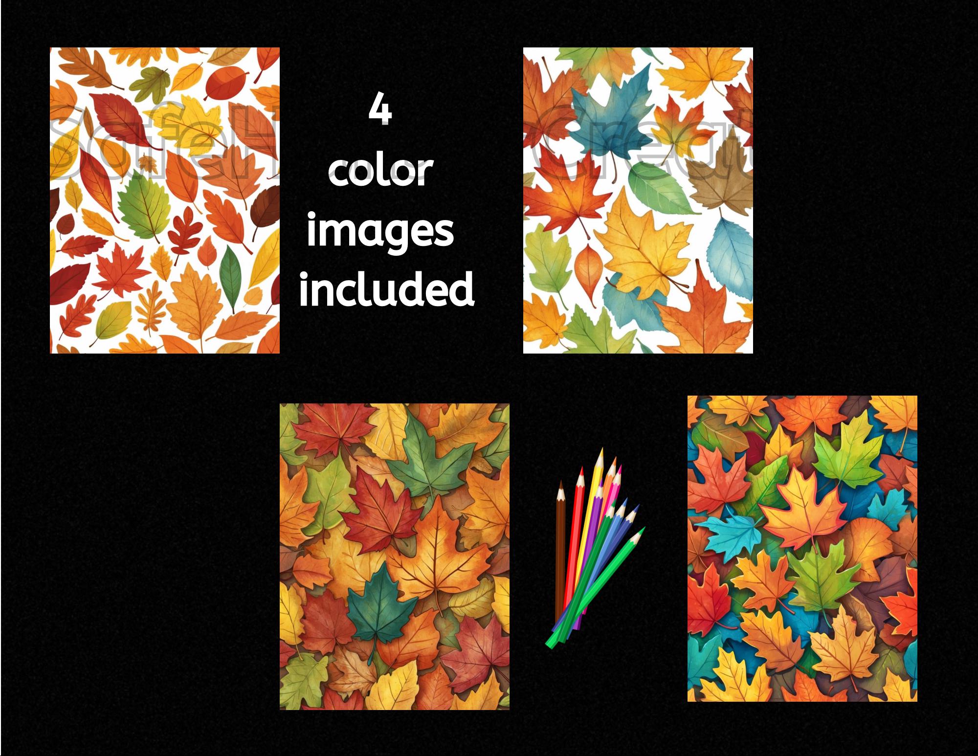 Fall Leaves Coloring Pages, Instant Download, Printable, Fall Coloring ...