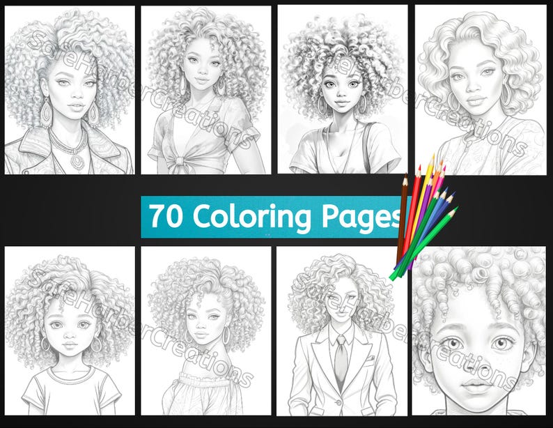 Beautiful Portrait Coloring Pages, 70 Images to Instantly Download ...