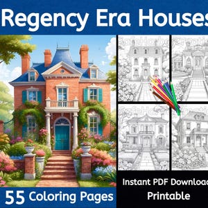 Regency Era Houses Coloring Pages , 55 Coloring Images. Instant ...