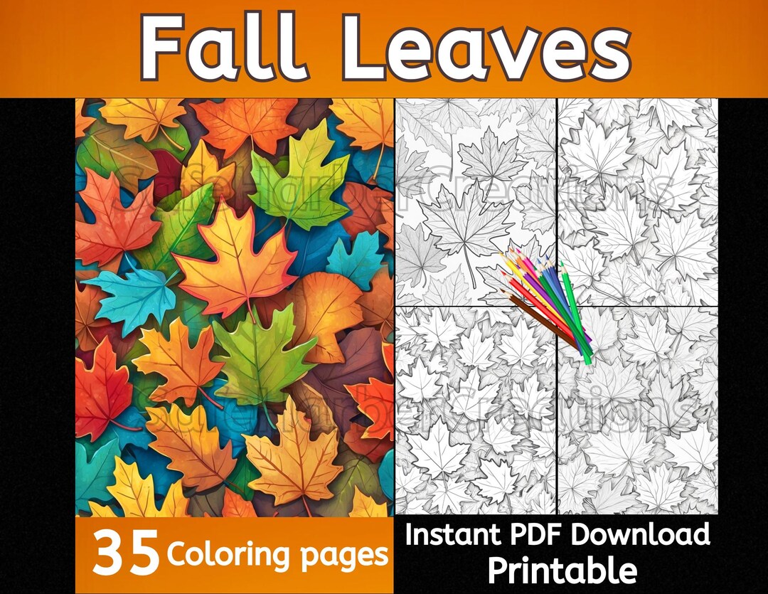Fall Leaves Coloring Pages, Instant Download, Printable, Fall Coloring ...