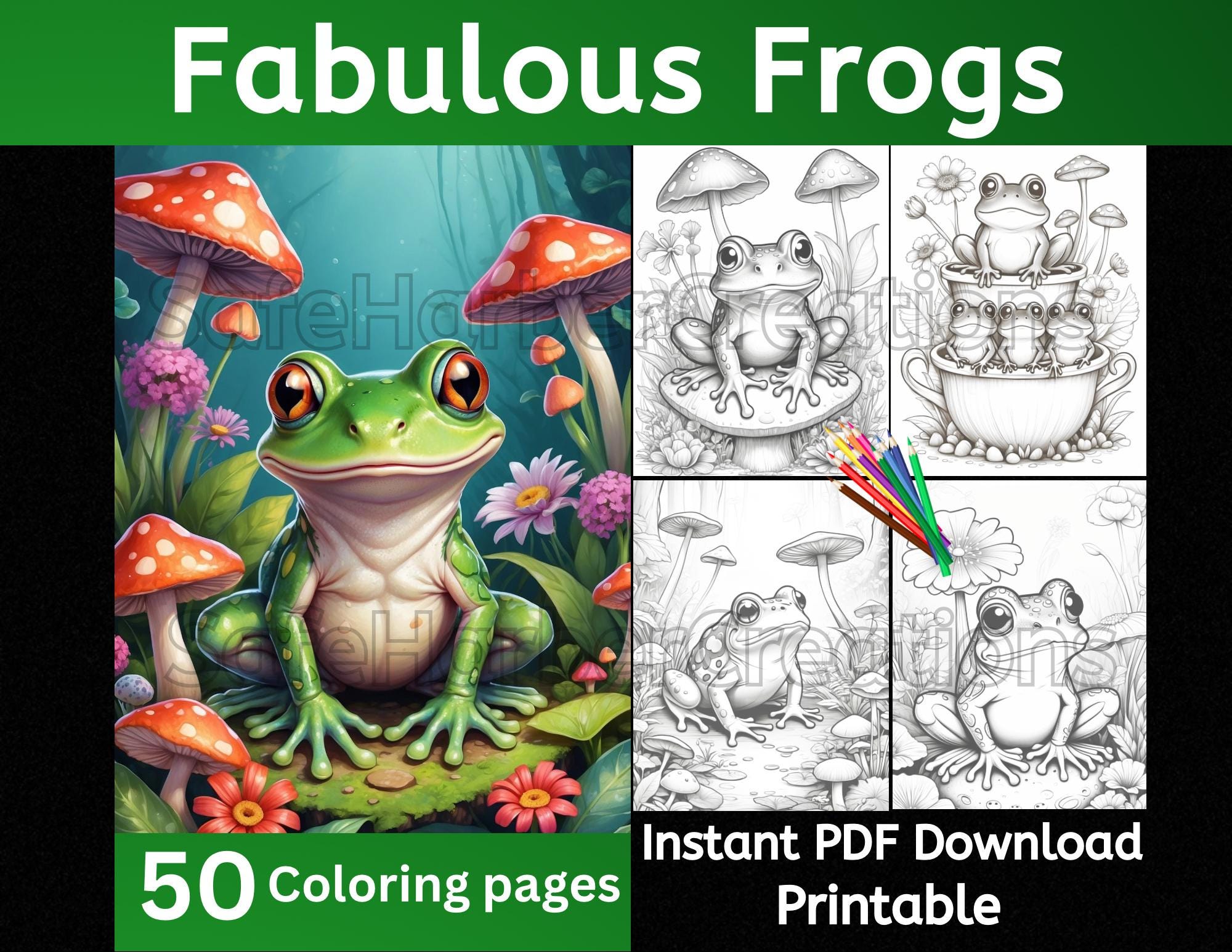 Fabulous Frog Coloring Pages, Instant Download, Printable, Frog ...