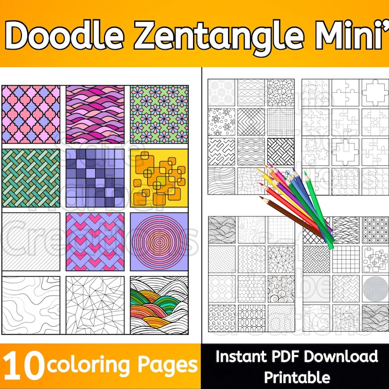 Zentangle Coloring Pages - Etsy