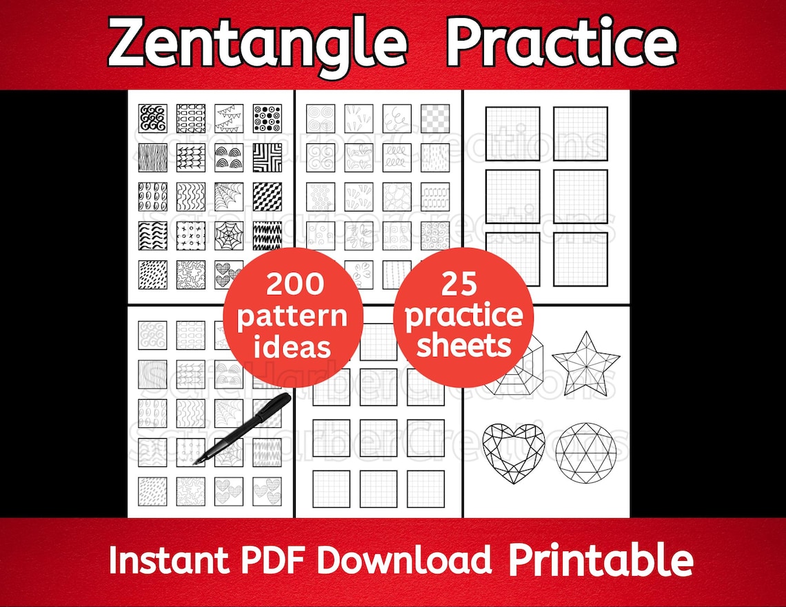 Zentangle Ideas and Practice, 200 Pattern Ideas and 25 Practice Pages ...