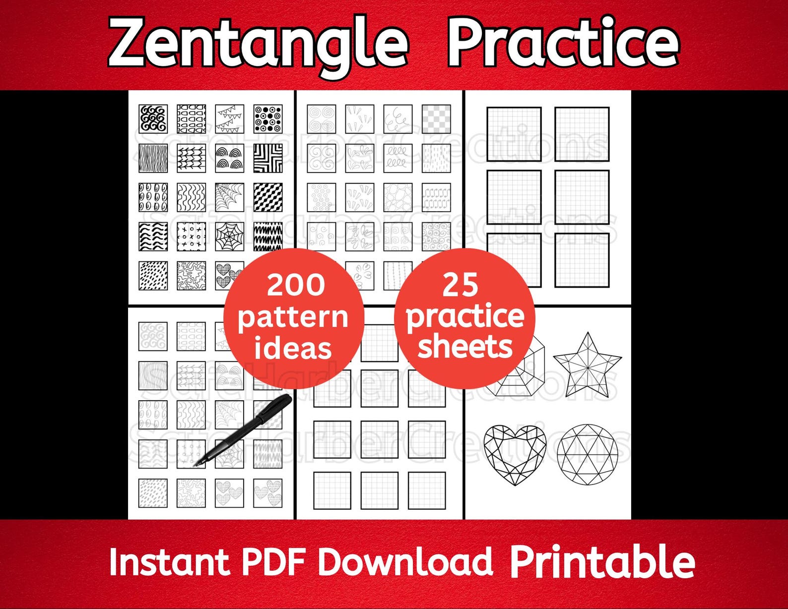 Zentangle Ideas and Practice, 200 Pattern Ideas and 25 Practice Pages ...