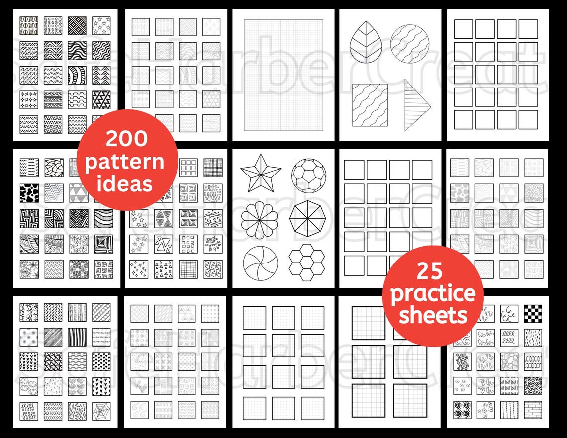 Zentangle Ideas and Practice, 200 Pattern Ideas and 25 Practice Pages ...