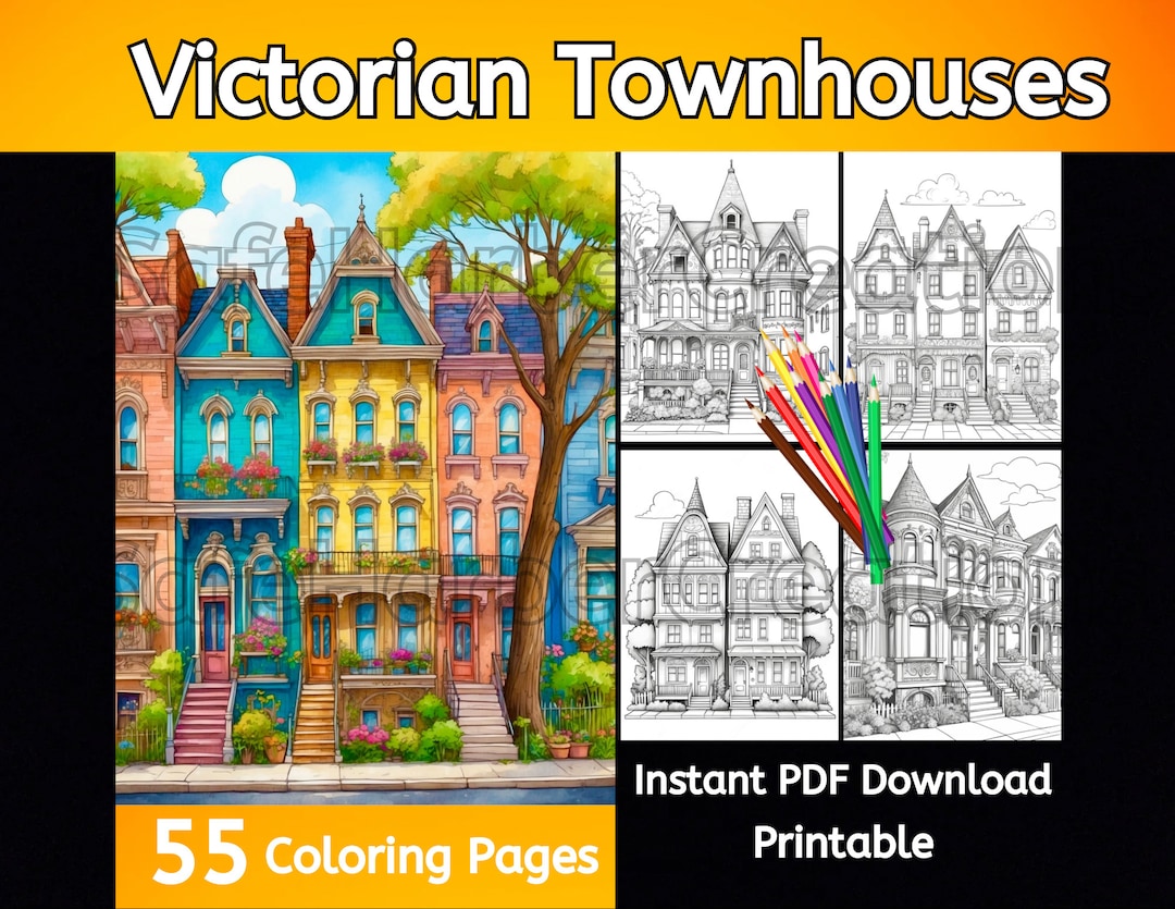 Old Victorian Townhouse Coloring Pages. 55 Coloring Pages, Instant ...